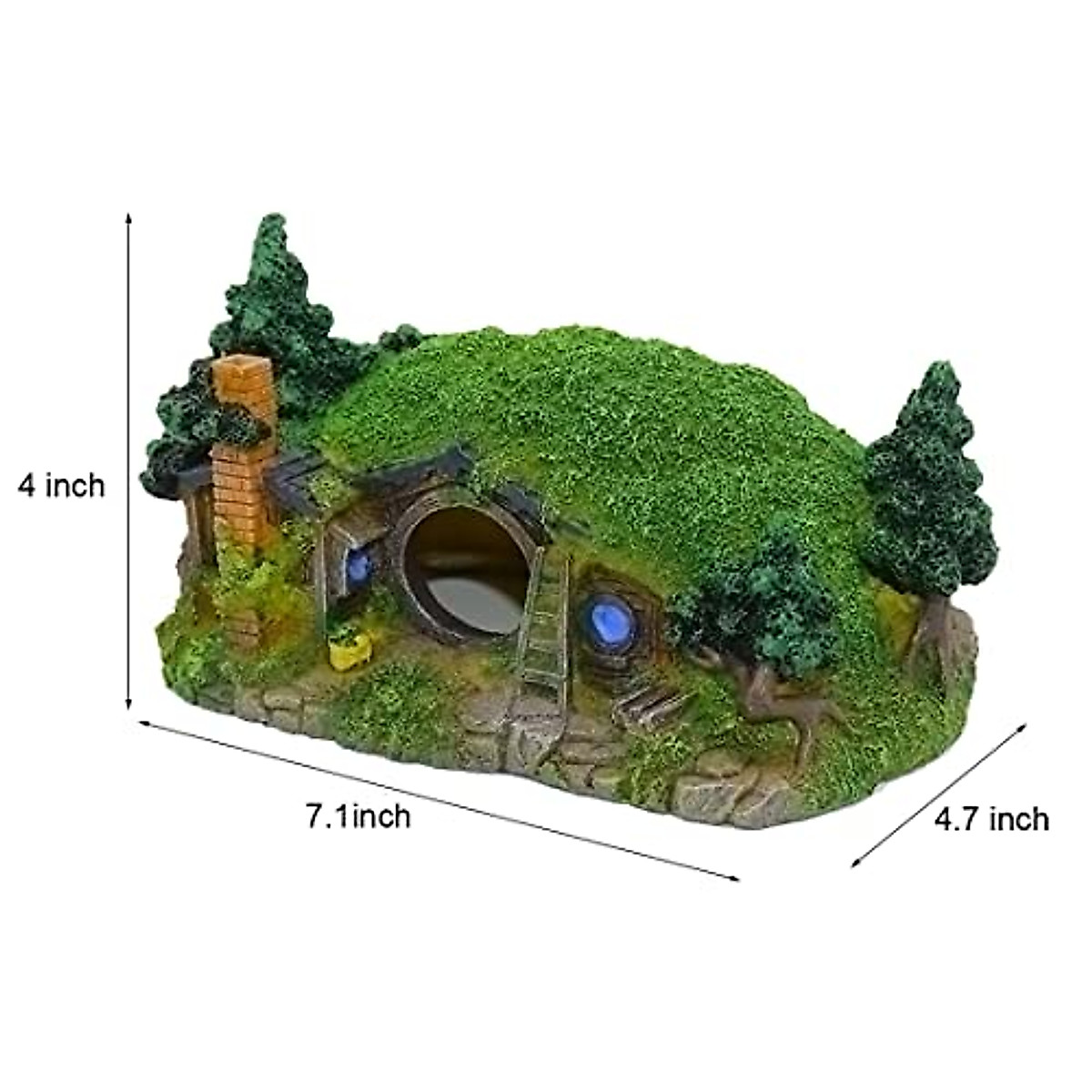 Ulifery Hobbit House Fish Tank Decorations, Natural Aquarium Ornament Cave Reptile Hole Shelter for Betta Hiding/Miniature Garden, Small