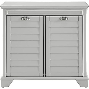 Crosley Furniture CF7003-GY Lydia Two-Compartment Tilt-Out Linen Hamper, Gray