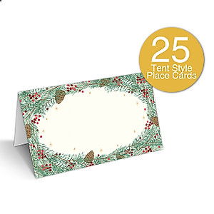 Christmas Table Place Cards, Name Cards, Christmas Place Cards, Food Labels For Christmas, New Year Party, Table Setting, Blank Food Tent Labels, Banquet Table Cards, Buffet Food Label, 25 Pack（C04）