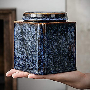 by Unbranded Keepsake Urns Ashes Ceramics, Small Urns For Human Ashes,  Cremation Urns for Ashes Unique Handmade Products and Ashes Urn, Display Burial at Home or Office Decor (Blue)