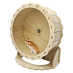 Hamiledyi Hamster Wheels Wooden Small Pets Exercise Wheel Silent Hamster Running Wheel Mouse Running Spinner Wheel for Gerbil Mice Guinea Pigs Dwarf Syrian Hamster (8.26in)