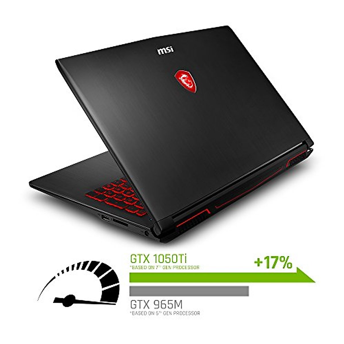 MSI GV62 8RD-034 15.6" Thin and Light Gaming Laptop, GeForce GTX 1050Ti 4G, Intel i7-8750H (6 Cores), 8GB DDR4, 128GB SSD + 1TB, Windows 10 64 bit, Steelseries Red Backlit Keys