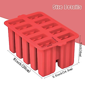 Silicone Popsicles Molds, Homemade ICE Popsice Molds Food Grade BPA-Free with Popsicles Maker Sticks Popsicles Bags A Funnel, Popcycle Maker (Red-10 Cavity)