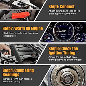 Automotive Timing Light 12V, Inductive Ignition Timing Light Gun for 2&4 Stroke Petrol Engine for Old Classical Car Motorcycle