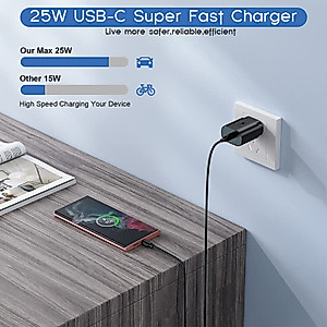 USB C Samsung Galaxy Fast Charger, Super Fast 25W Samsung Wall Charger Block with 2X Type C Cable+60W Dual Car Charger for Samsung Galaxy S23 Ultra/S23+/S23/S22 Ultra/S22+/S22/S21/S20/Note 20/Note 10+
