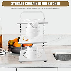 Alipis Multi-Layer Pot Rack White Standing Frame Carbon Steel Cupboard
