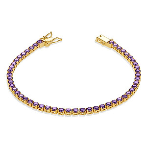Milla Cubic Zirconia Tennis Bracelets for Women - 14K Gold Plated Bracelets for Women - Purple Bracelets, Green Bracelets, Red Bracelets for Women & More (Purple - 7 inches)