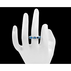 Natural London Blue Topaz Gemstone 925 Sterling Silver December Birthstone Cluster Proposal Ring Wedding Jewelry Women Ring Birthday Gift For Wife (Yellow Gold Rhodium Plated Silver, 7)