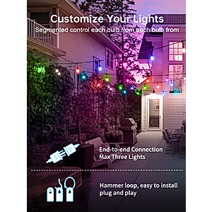 48FT Color Changing Outdoor String Lights, Commercial Grade with Music Sync Remote and 15 Shatterproof LED Edison Bulbs Dimmable Patio String for Christmas Holidays, Illuminate Your Space