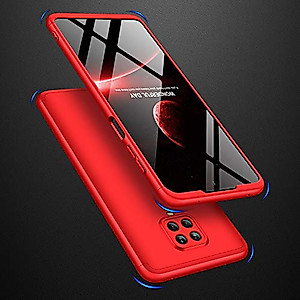 COTDINFORCA Compatible with Redmi Note 9 Pro Case Ultra-Thin Shockproof Case Hard Tough Case Anti-Drop Full Body Protective Cover Case for Xiaomi Redmi Note 9 Pro/Note 9S. 3 in 1- Red