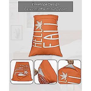 Edwiinsa Hello Fall Pillow Covers King Standard Set of 2 Bed Pillow, Rustic Orange Autumn Maple Leaf Plush Soft Comfort for Hair/Skin Cooling Pillowcases with Envelop Closure 20''x36''