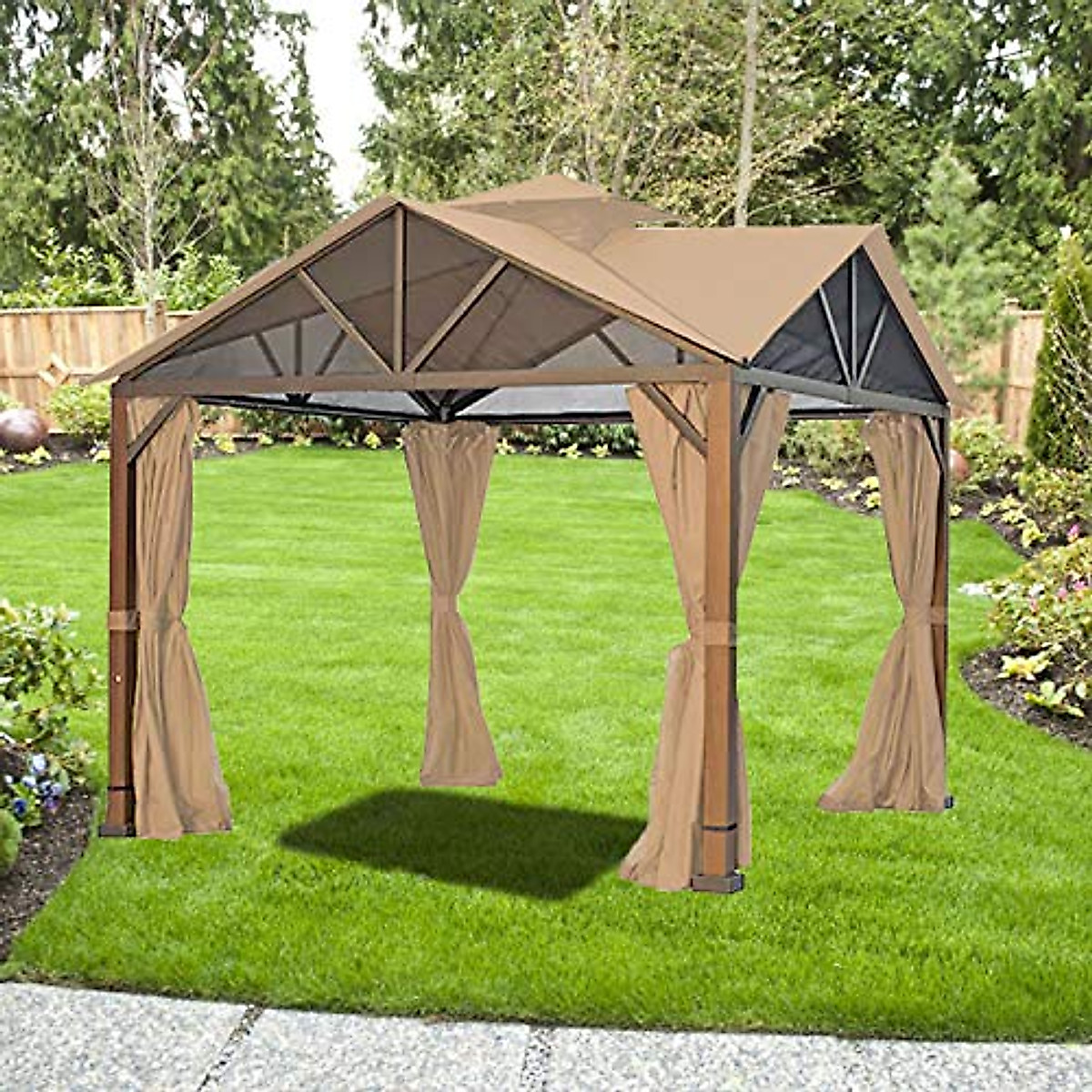 Garden Winds Replacement Canopy Top Cover Compatible with The Style Selections Pitched Roof Gazebo - Riplock 350