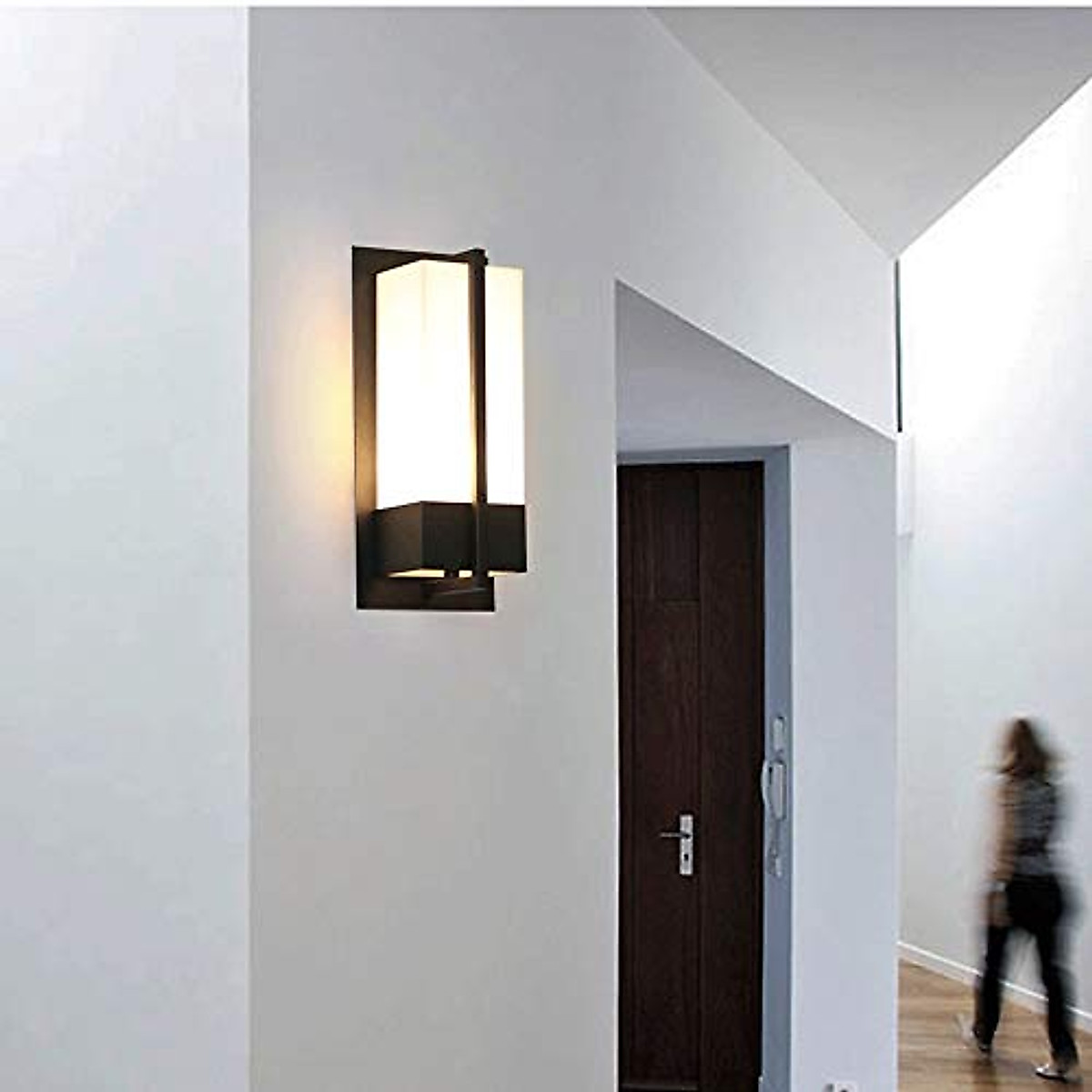 MENZEL Wall Sconces, Outdoor Wall Sconce, Waterproof Exterior Wall Light, Black Metal Wall Lamp, Vertical Frame Rainproof Outside Wall Lamps for Garden Shed Porch Garage Corridor Patio, E27 Socket