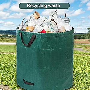 Pilntons 3 Pack 137 Gallons Reusable Yard Waste Bags with Double Bottom Extra Large Leaf Lawn Bags Reusable Heavy Duty With 4 Handles Garden waste Bags Containers for Debris Grass Clipping