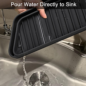 KindGa Refrigerator Drip Catcher Tray,Protector Ice and Water Dispenser Pan,Fridge Spills Water Pad Catch Basin for Drainage 2 Pack (Rectangular,Black)