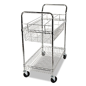 Alera Carry-All Mail Cart, 2-Shelf, 34-7/8w x 18d x 39-1/2h, Steel (MC343722CR)