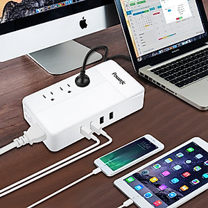 Travel Adapter Power Voltage Converter Step Down 220V to 110V 1875W with 4 Smart USB Charging for Hairdryer ETL Powerjc