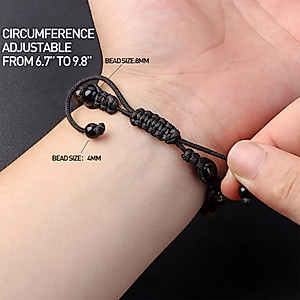 Vinswet Triple Protection Bracelet,Genuine Tigers Eye Black Obsidian and Hematite Beads Bracelet for Men Women,Handmade Crystal Healing Bracelets Bring Luck and Prosperity and Happiness