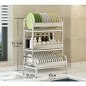 JUNXIAN Dish Rack Kitchen Dish Drying Rack Dish Drying Storage Rack Household Dish Storage Rack 3 Layer Storage Rack Dish Containers(A)