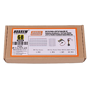 HUAREW Breadboard Kit with Power Supply Module， Jumper Wires，Battery Clip，830 & 400 tie-Points Breadboard