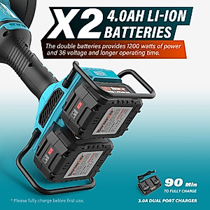 Berserker 36V Cordless 7" Brushless Power Angle Grinder Tool, 2 * 4.0Ah Li-Ion Battery Operated and Charger, Electric Paddle Switch Handheld Heavy Duty Cut-Off Grinder for Metal Wood Cutting/Grinding