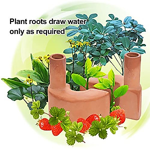 YUESHICO Self-Watering Terra Cotta Planter Water Storage Tank Reusable Automatic Terracotta Plant Watering Devices Globes Stakes Self-irrigate Watering Spikes Ceramic Plant Waterer Set