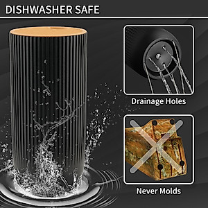 Howashin Knife Set, 6-Piece Black Professional Stainless Steel Knives Set for kitchen with Universal Knife Block - Non-Stick Sharp Blade Chef Knife Set with Cylindrical Knife Block for Gift.