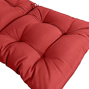 QILLOWAY Indoor/Outdoor High Back Chair Cushion,Tufted, Replacement Cushions - Set of 2 (Red)
