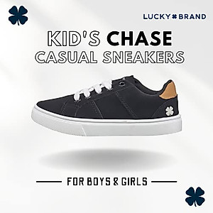 Lucky Brand Chase Kid’s Casual Lace-Up Sneakers Comfortable Unisex Childrens Running Walking Child Fashion School Sneaker Shoes for Boys and Girls (Little Kid) in Black Size 2