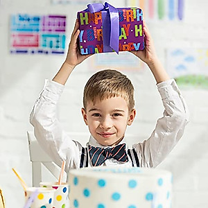 Happy Birthday Wrapping Paper For Kids Girls Boys Women Men, Purple Birthday Gift Wrapping Paper, Wrapping Paper Birthday 6 Sheets Folded Flat 20x28 Inches per Sheet