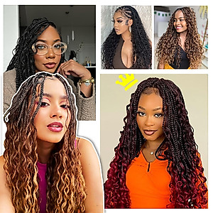 8 Packs Crochet Box Braids-14 Inch Boho Box Braids Crochet Braids Hair Bohomian Box Braid Crochet Hair Synthetic Braiding Hair Goddess Box Braids Crochet Hair for Black Women (1B/30/27)