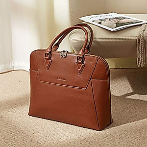 BOSTANTEN Briefcase for Women Leather 15.6 inch Laptop Shoulder Bags Office Work Crossbody Handbag Brown