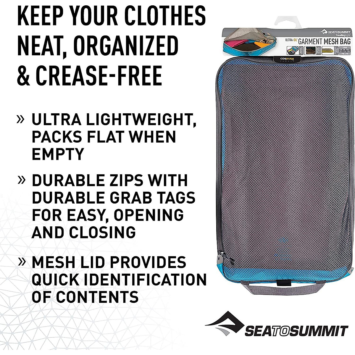 Sea to Summit Travelling Light Garment Mesh Bag Packing Organizer, Small, Black