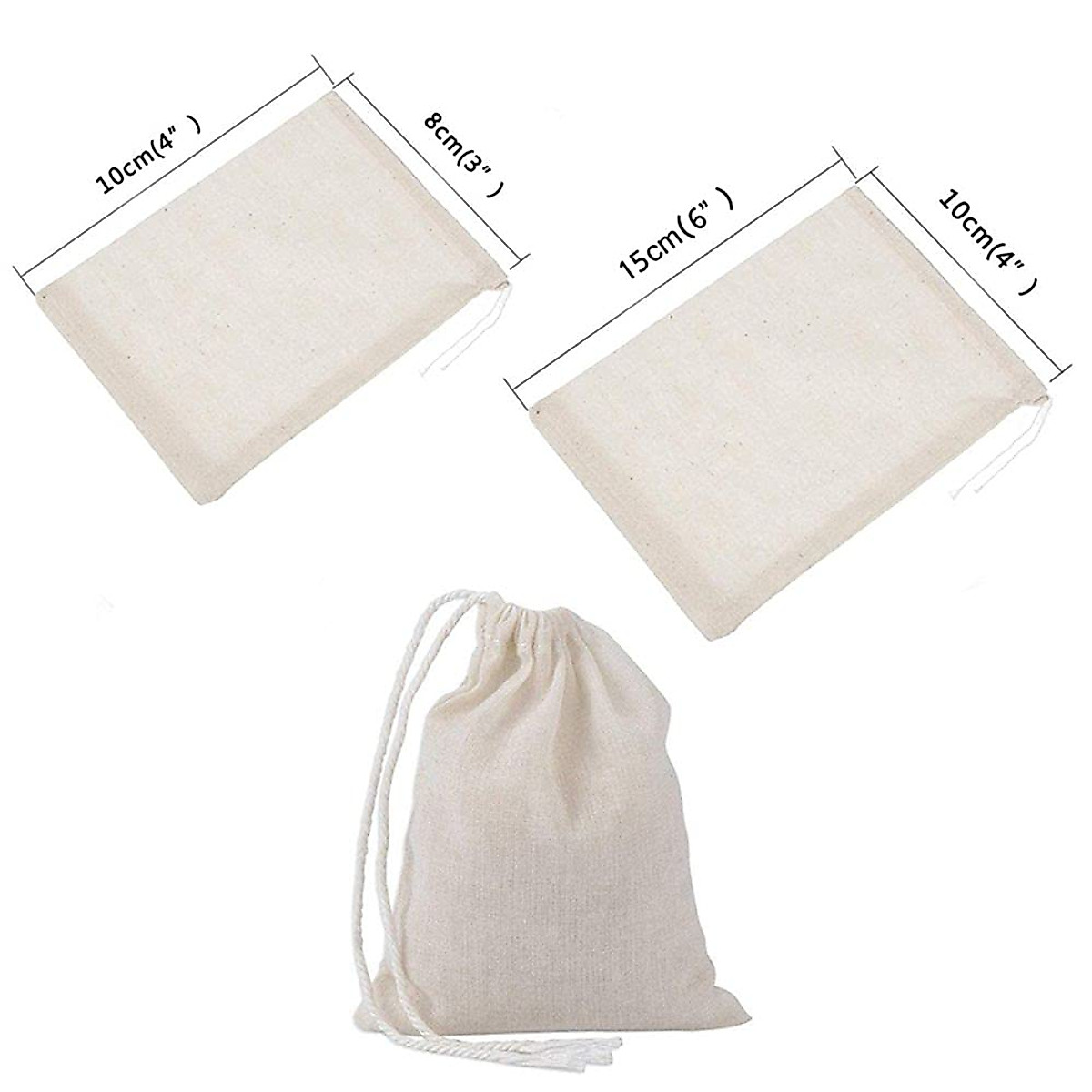 Cotton Pouch Drawstring Bags Sachet Bag Storage Bag Portable Tea Filter Muslin Bag Food Packing Bags Gifts Pouch Home Supplies(8x10cm-10pcs)