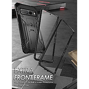 Poetic Revolution Series Case for Google Pixel 7 Pro 5G, Built-in Screen Protector Work with Fingerprint ID, Full Body Rugged Shockproof Protective Cover Case with Kickstand, Black