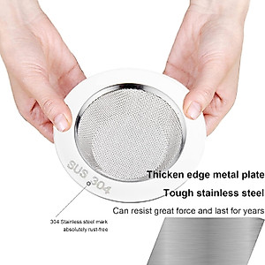 Upgrade 304 Stainless Steel Kitchen Sink Strainer, Kitchen Sink Drain Strainer, Sink Strainers with Large Wide Rim 4.5" Diameter for Kitchen Sinks (Stainless Steel 304) (2 PACK)