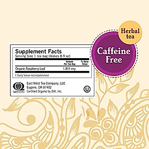 Yogi Tea Organic Raspberry Leaf Tea - 16 Tea Bags per Pack (4 Packs) - Caffeine-Free, Aids Discomfort of Menstruation - Made from Raspberry Leaves