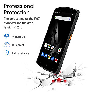 Android 12.0 Barcode Scanner Handheld PDA Terminal Support 1D/2D/QR Code 2/3/4G/ WiFi/BT/2.4G Dual Band Communication NFC and Fingerprint Function with 5.7 Inch Touchscreen for Supermarket