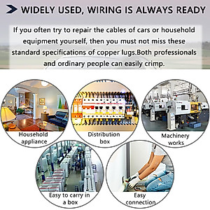 60PCS Tinned Copper Wire Lugs Assortment Kit - Standard 10-4 Gauge Wire Connectors Battery Cable Lugs,Automotive Replacement Battery Terminal Connectors