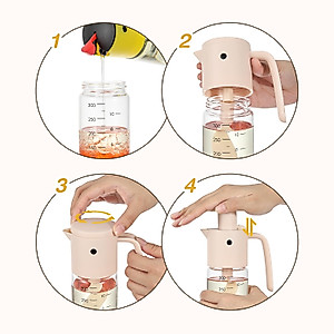 Vucchini Salad Dressing Mixer Bottle Salad Dressing Shaker Cruet Homemade Salad Dressing Container Glass Juice Storage,Pink, 10 oz