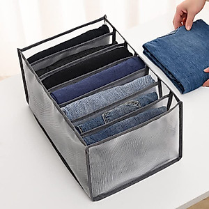 YSGBYSG 4PCS Wardrobe Clothes Organizer 7 Grids, Closet Organizers And Storage Baskets, Clothing Storage Bins,Washable Foldable Drawer Clothes Compartment Storage Box for Bedroom