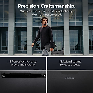 Spigen Thin Fit Pro Designed for Galaxy Tab S8 Ultra 14.6 Inch Case with S Pen Holder, Heavy Duty Protective Stand Cover 2022 (Keyboard Not Included) - Black