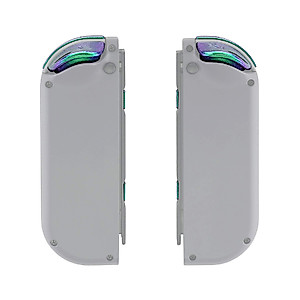 eXtremeRate DIY Full Set Buttons for Nintendo Switch & Switch OLED, Replacement Button for JoyCon, ABXY Direction Keys SR SL L R ZR ZL + - Home Capture Trigger Buttons Springs - Chameleon Green Purple