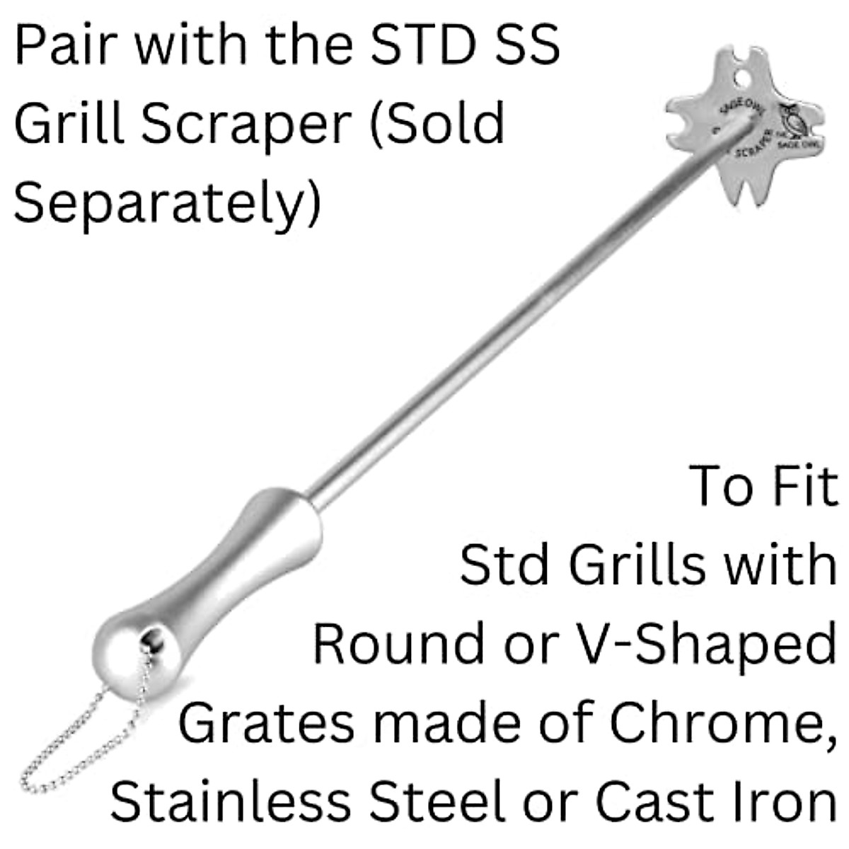 Sage Owl Grill Scraper Long Handle - Combine This Grate Scraper Accessory with Your Sage Owl Grill Scraper to Clean Your BBQ Grill While It is Still HOT