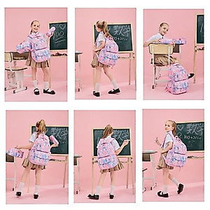 Star-Print School Backpack Set with Lunch Kits Bookbag for Teenager Girls 3pcs Gradient SchoolBag for Primary Student