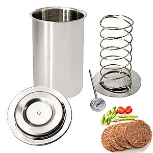 Meat Press Mold for Deli Meats, Press Ham Maker, Stainless Steel Meat Weight Press for Making Ham Deli Meat with Thermometer and Recipes, Seafood Meat Poultry Tools Kitchen Cooking Set for Party