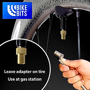 Bike Bits Brass Presta Valve Adapter - Convert Presta to Schrader - Inflate Tire Using Standard Bike Pump or Air Compressor (4 Pack)