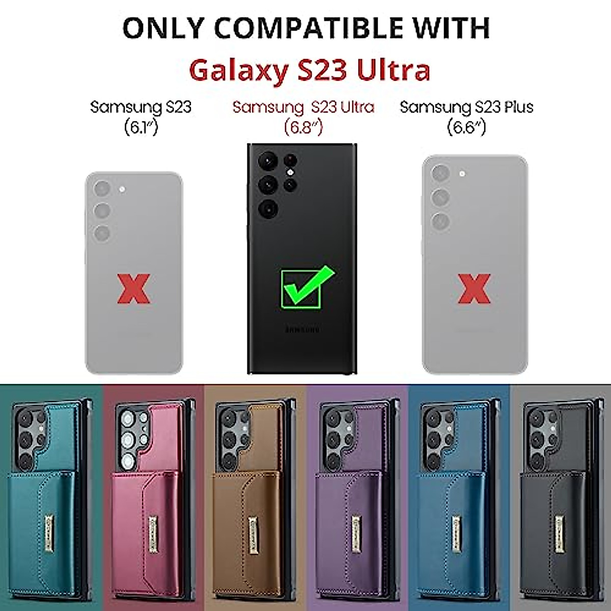Strapurs Samsung Galaxy S23 Ultra Case, Samsung Galaxy S23 Ultra Case Wallet with Card Holder, Phone Case for Samsung S23 Ultra 5G Protective Shockproof Premium Leather Cases for Women Men,Purple