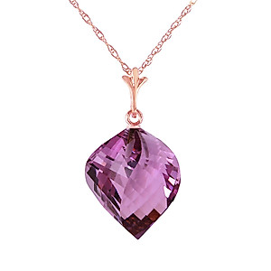 Galaxy Gold GG 10.75 Carat 14k 20" Solid Rose Gold Necklace with Natural Twisted Spiral Briolette Amethyst