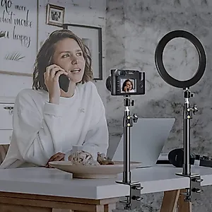 Desk Mount Stand, 2 Pack DSLR Camera Desk Mount C Clamp Light Stand, 13.7" ~23.2" Photographic Light Boom Stand with 360° Ball Head for Camera, Ring Light, Video Light, Video Conference Light